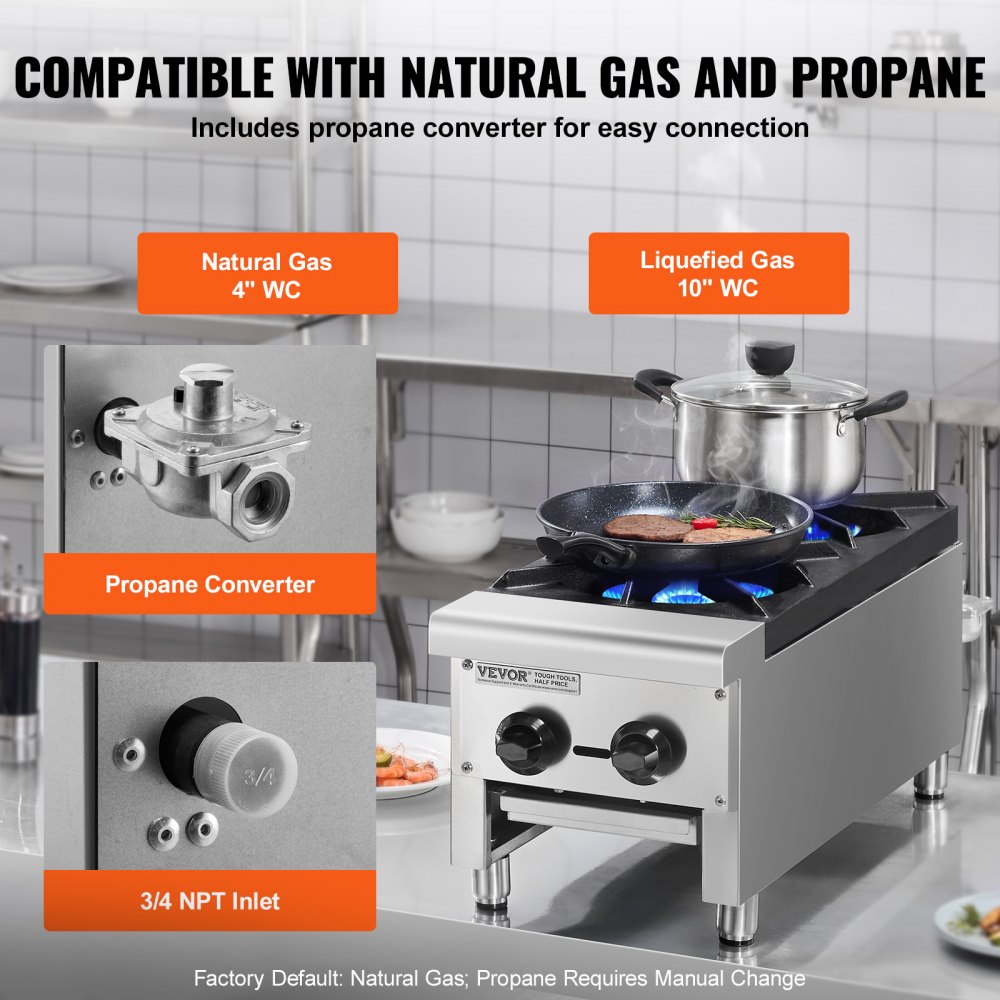 VEVOR 2 Plate Gas Stove – 56,000 BTU, Dual Burners, NG/LPG