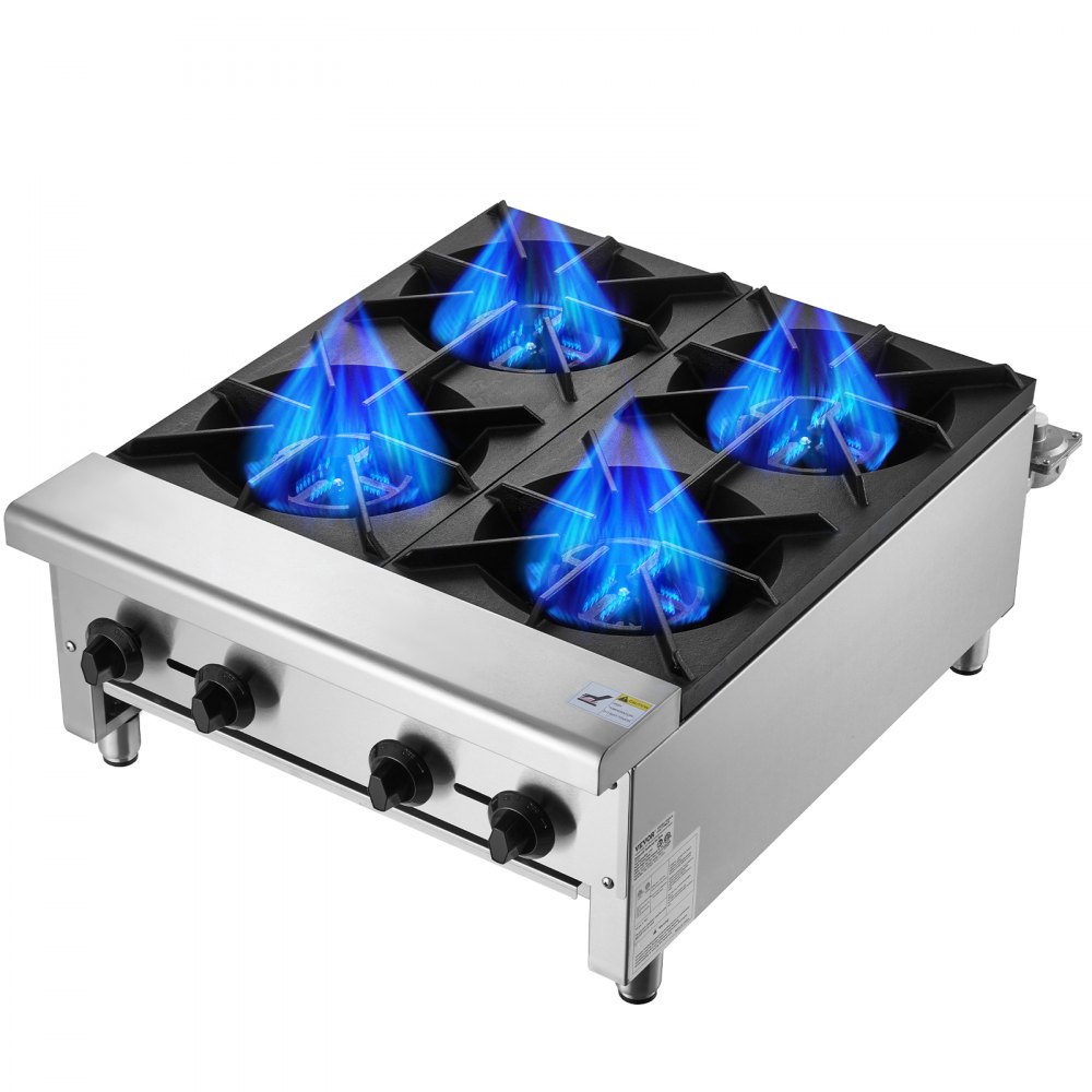 VEVOR Commercial Gas Range Stove 4 Burners Countertop Cooking Hot Plate ...