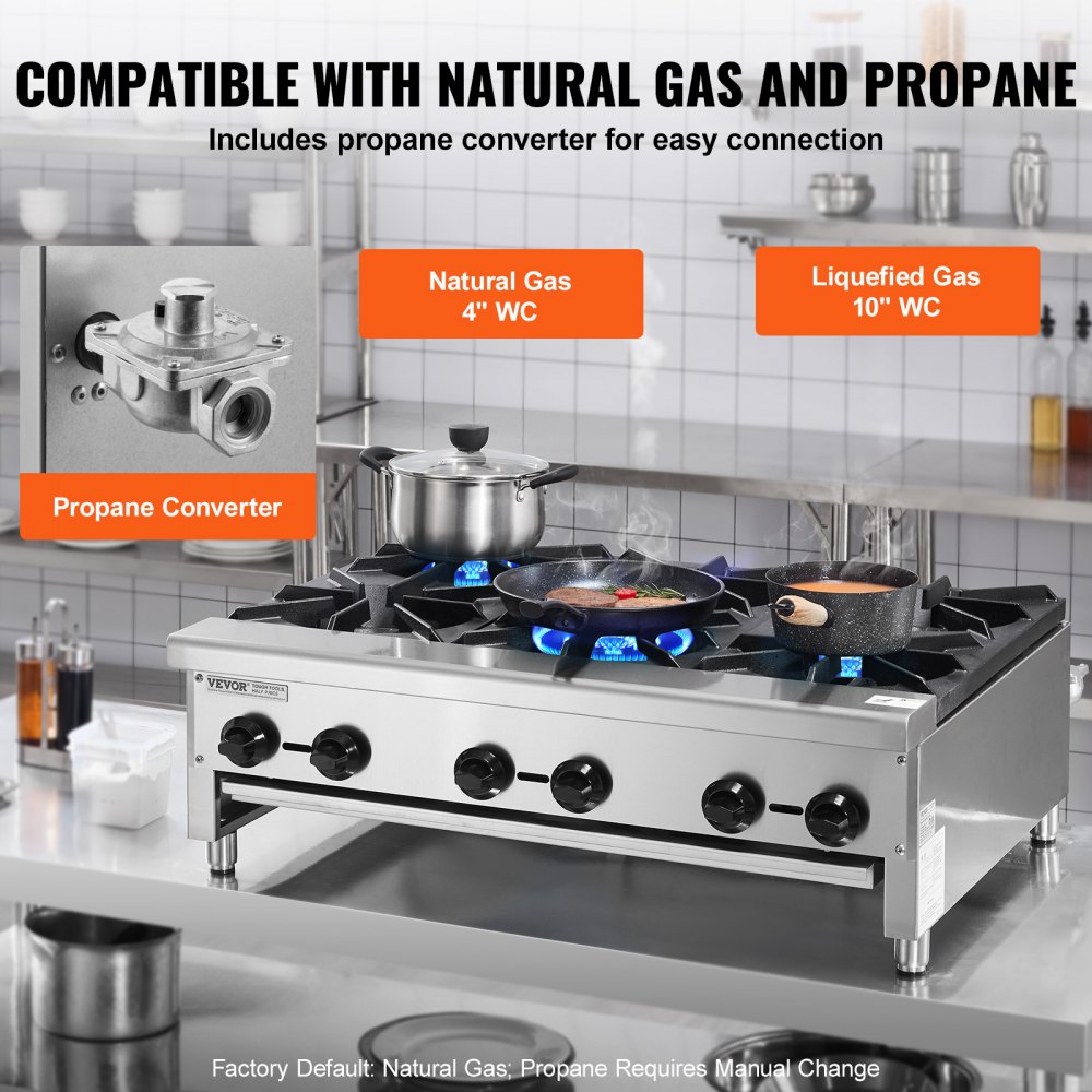 VEVOR Commercial Gas Range Stove 6 Burners Countertop Cooking Hot Plate ...