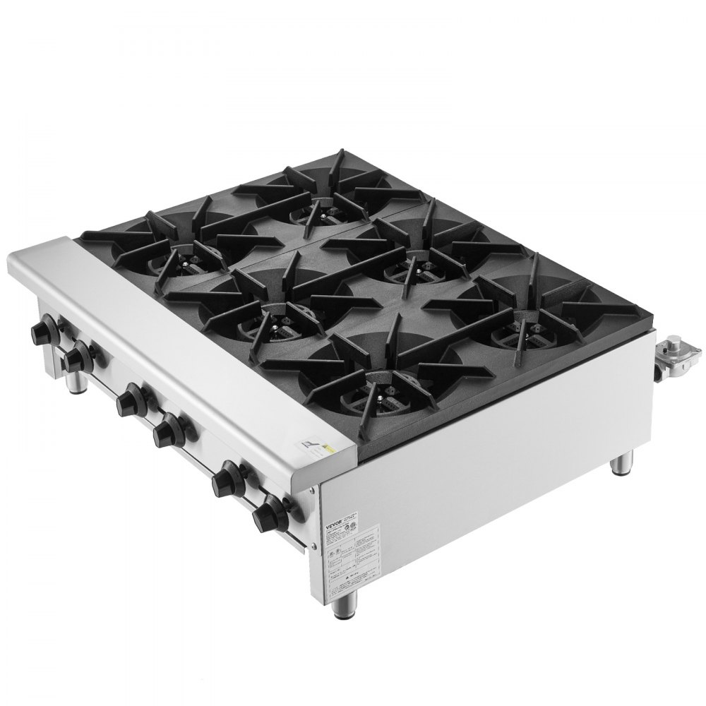 VEVOR 6 Burner Gas Cooktop Commercial - 168,000 BTU, Durable