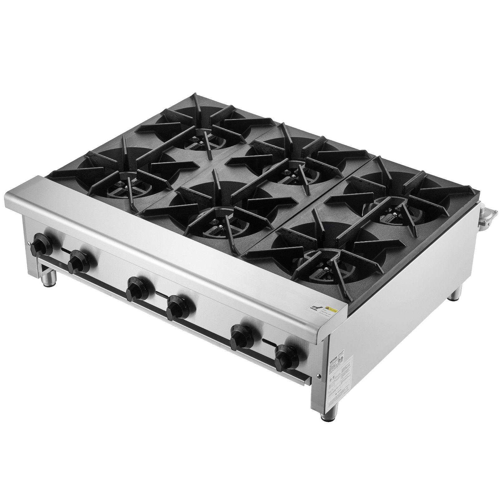 VEVOR 6 Burner Gas Cooktop Commercial - 168,000 BTU, Durable