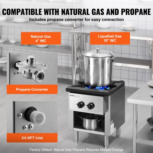 VEVOR Commercial Gas Stove with Cabinet, Propane and Natural Gas ...