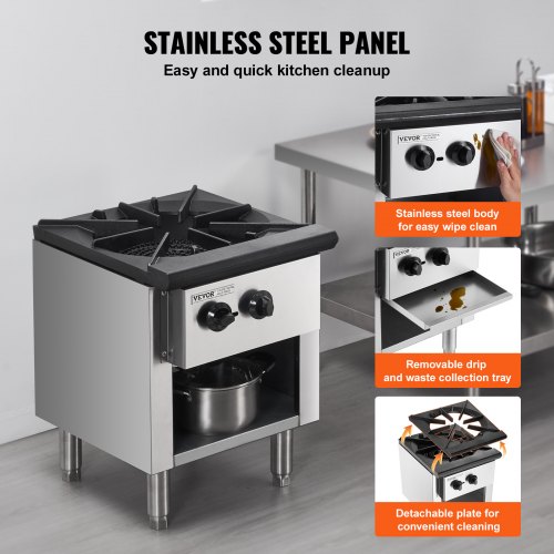 VEVOR Commercial Gas Stove with Cabinet, Propane and Natural Gas ...