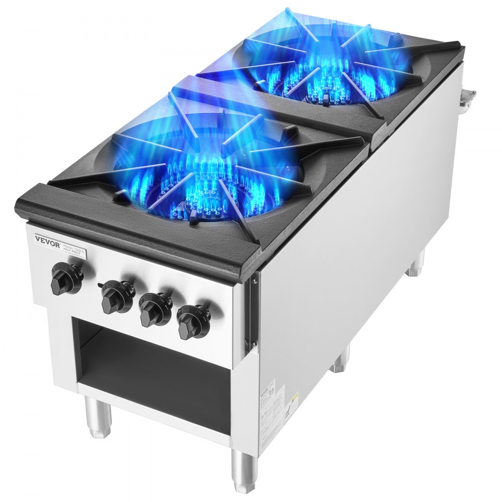 VEVOR Commercial Gas Range Stove 2 Burners Countertop Cooking Hot Plate ...