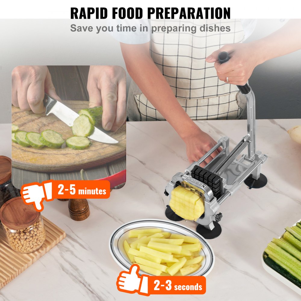 VEVOR French Fry Cutter, Potato Slicer with 1/2-Inch Stainless Steel ...