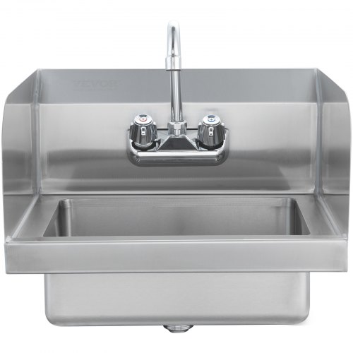VEVOR Commercial Hand Sink with Faucet and Side Splash, NSF Stainless ...