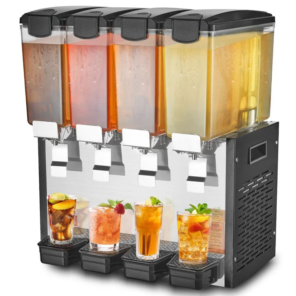 VEVOR Commercial Beverage Dispenser 10L x 4 Tanks Cold Juice Ice Drink Dispenser | VEVOR US