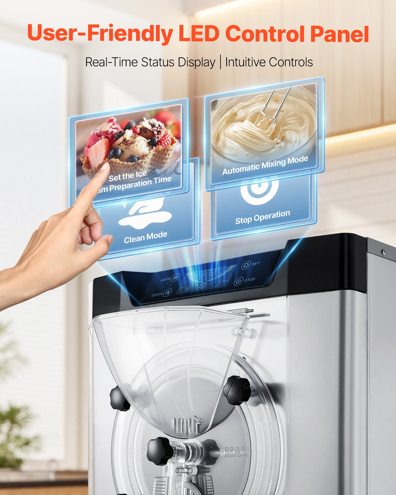 VEVOR Commercial Hard Ice Cream Machine, 2000W 12-20L per Hour ...