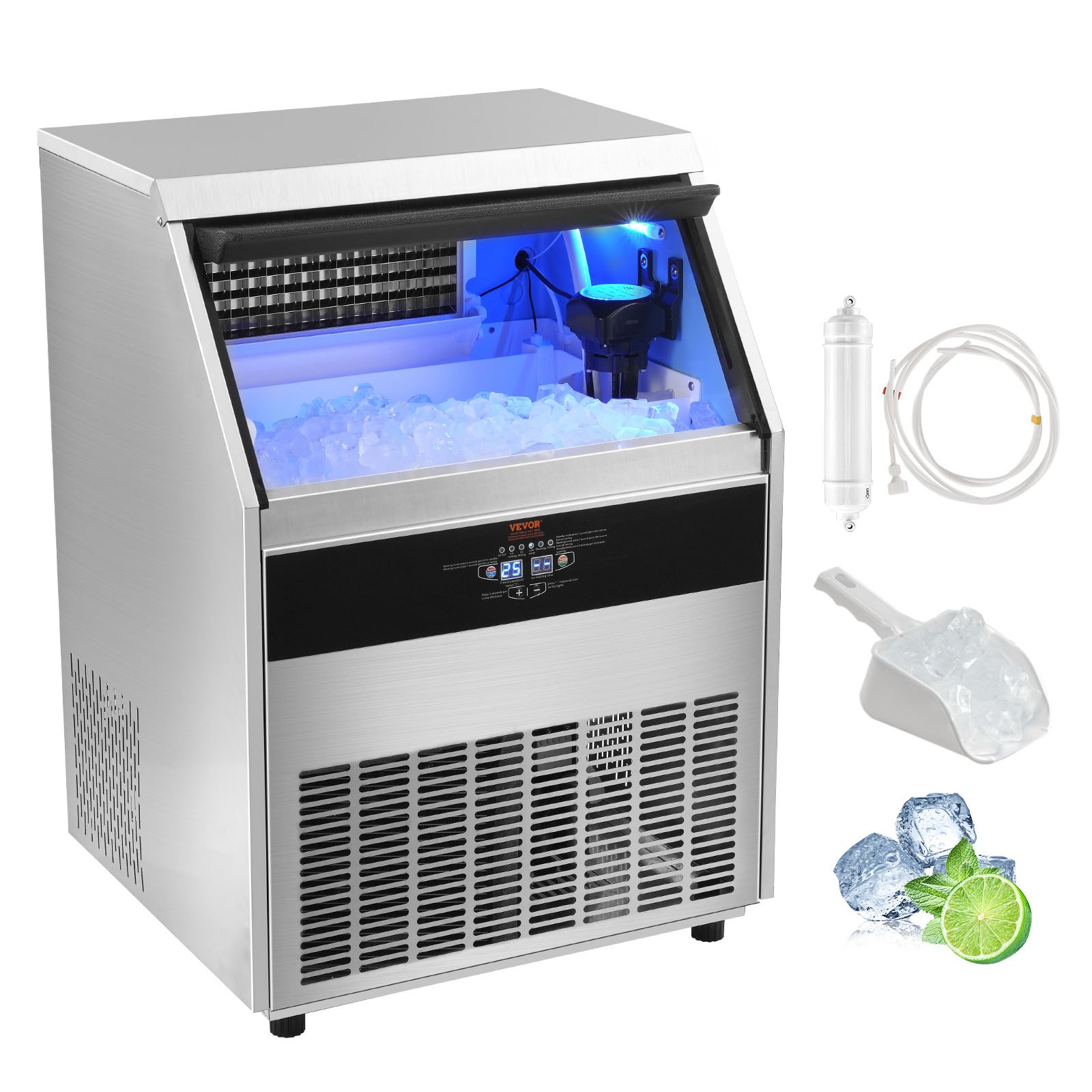 VEVOR Commercial Ice Maker, 330lbs/24H, Ice Maker Machine, 126 Ice ...