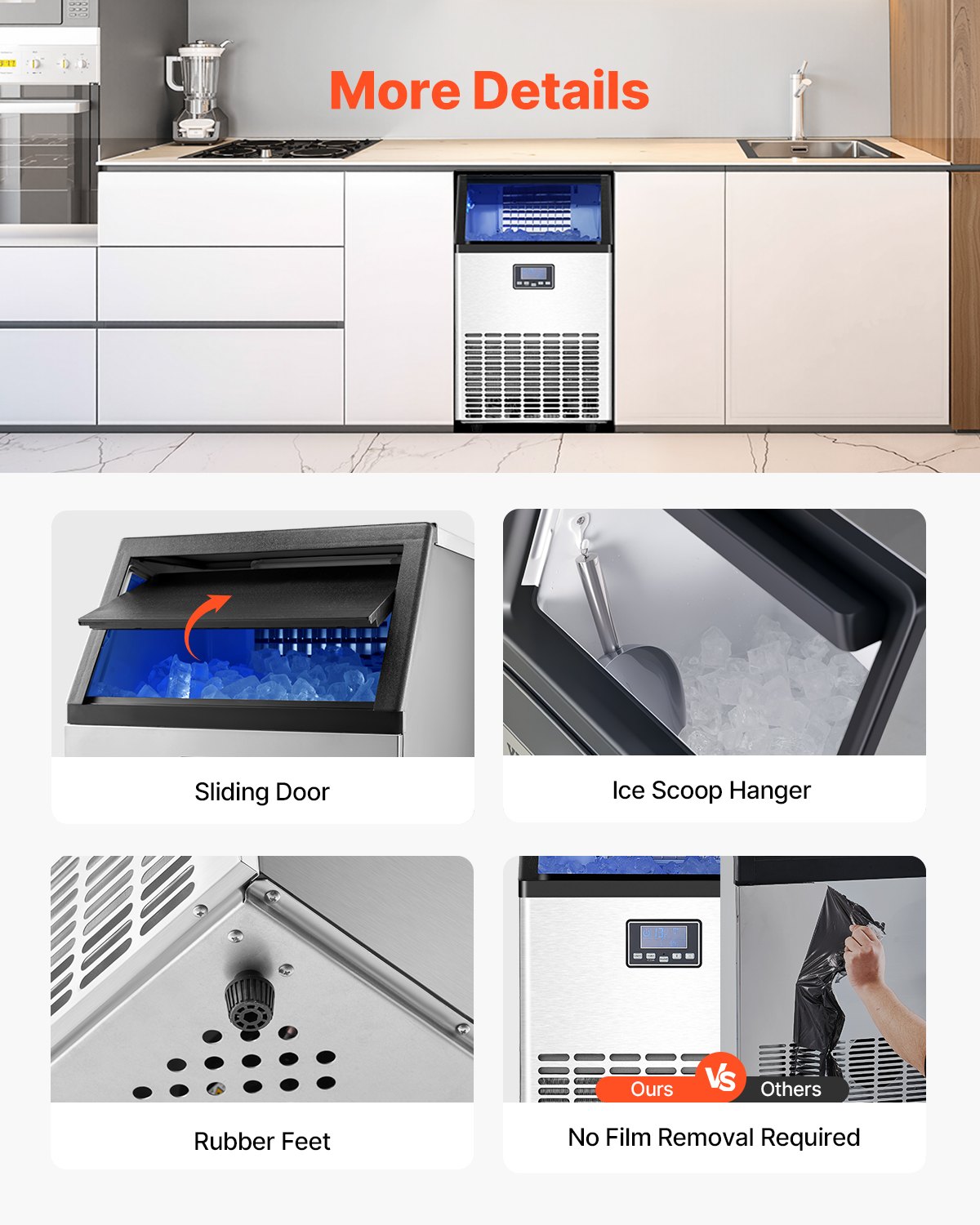 VEVOR Commercial Ice Maker Machine, 100lbs/24H Ice Maker Machine with ...