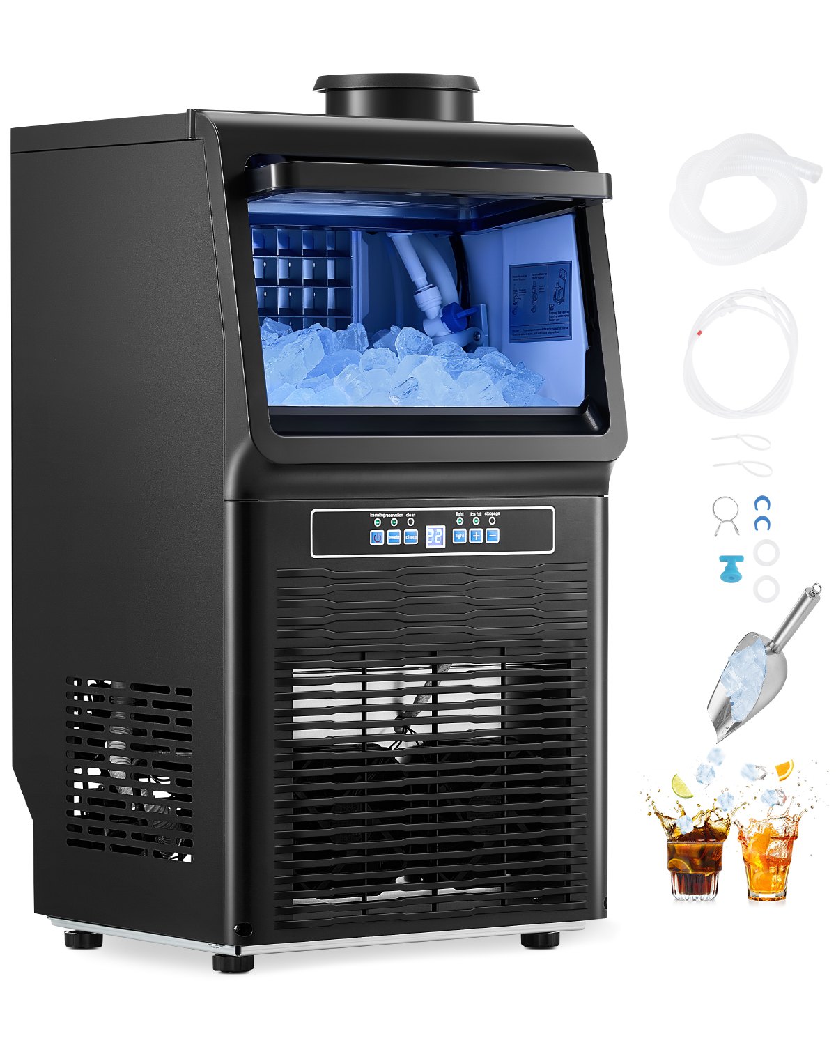 Commercial Ice Maker Freestanding Cabinet Machine 70lbs/24H 36 Ice ...