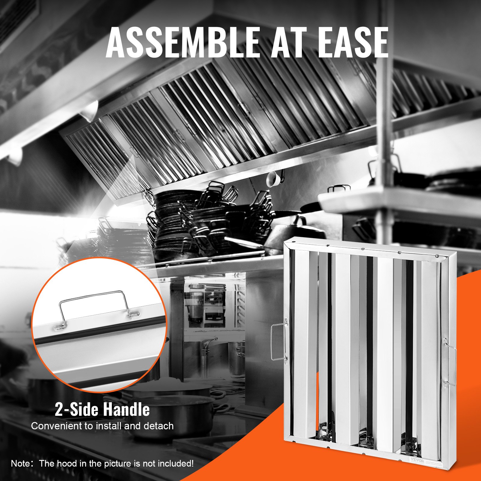VEVOR 15.5Wx19.5H Inch Commercial Hood Filter Range Hood Baffle ...