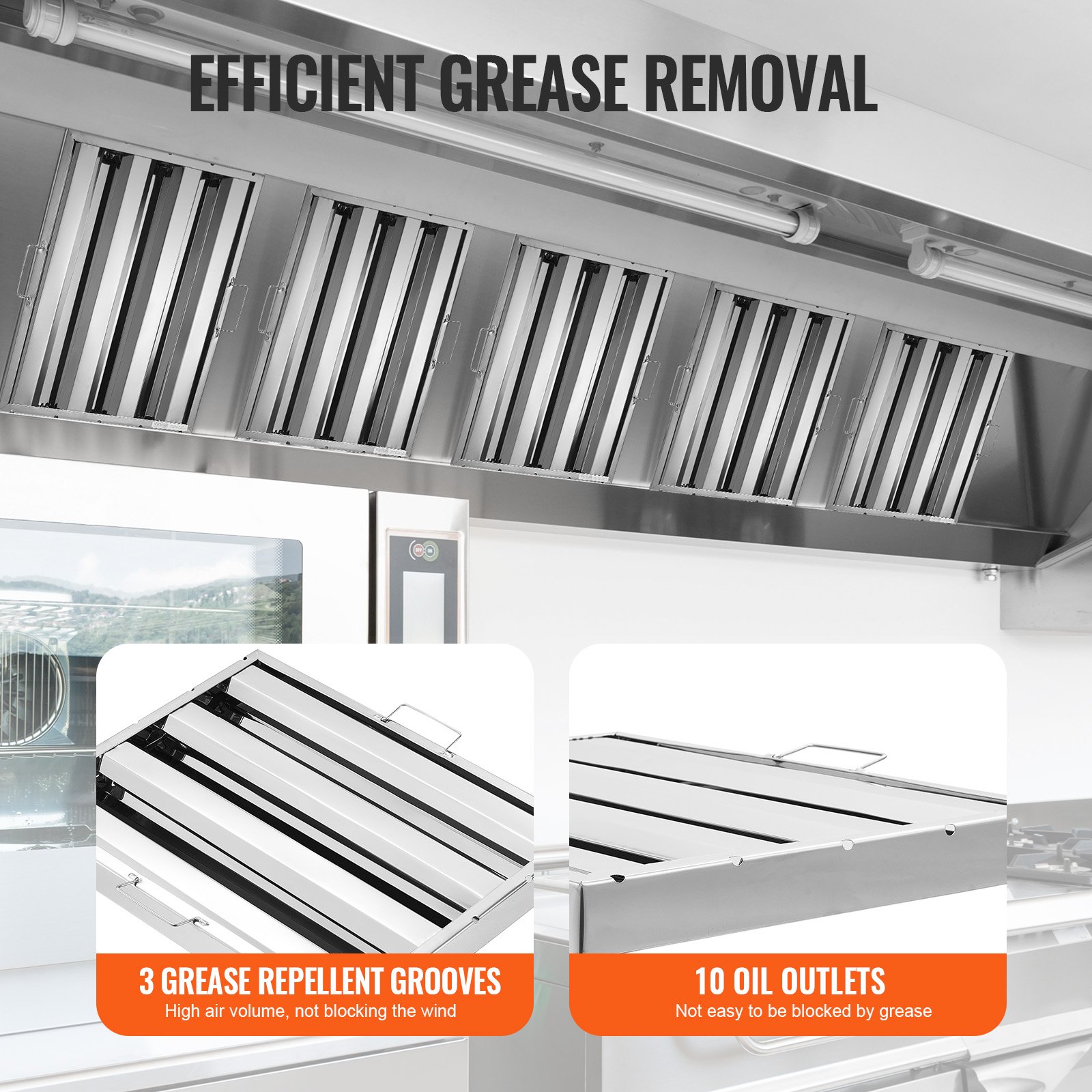 VEVOR 15.5Wx19.5H Inch Commercial Hood Filter Range Hood Baffle ...