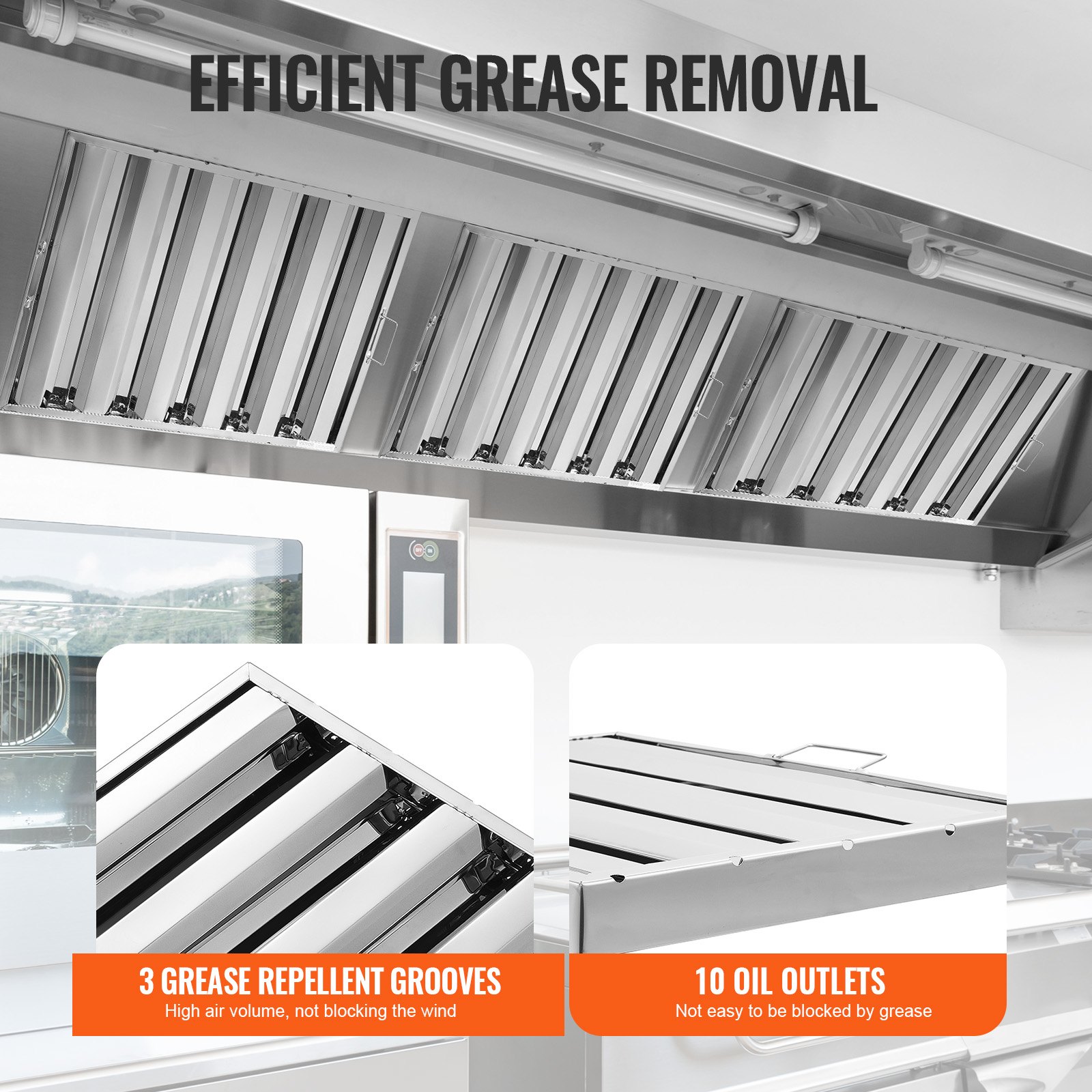VEVOR 24.5Wx19.5H Inch Commercial Hood Filter Range Hood Baffle ...