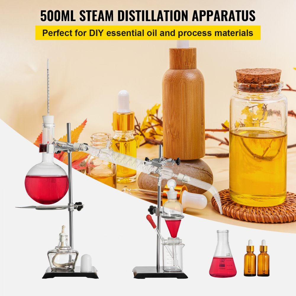 VEVOR Distillation Apparatus Kit 500ml Essential Oil Distiller ...