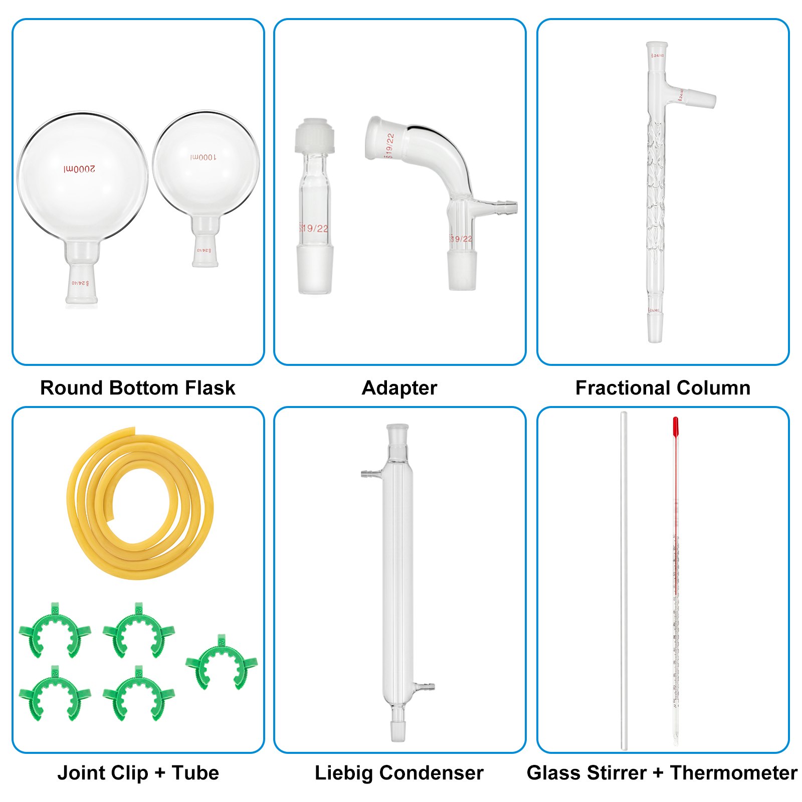 VEVOR VEVOR Glass Organic Chemistry Kit 13pcs Distillation Kit 24/40 ...