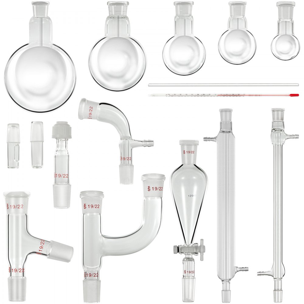 VEVOR 19/22 15PCS Advanced Organic Chemistry Glassware Kit Laboratory ...