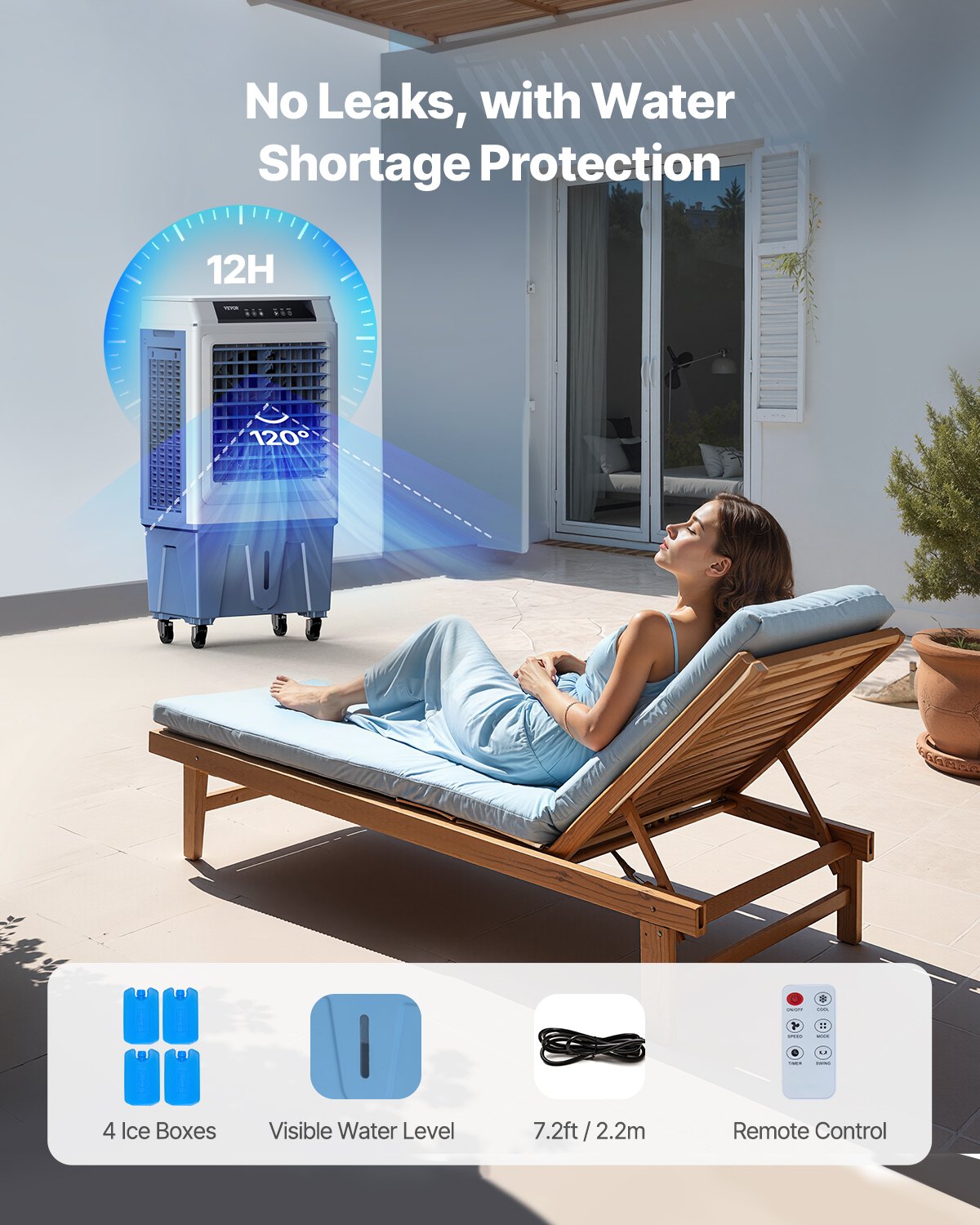 Evaporative Air Cooler 3100 CFM with 9 Gallon Water Tank Portable Swamp ...