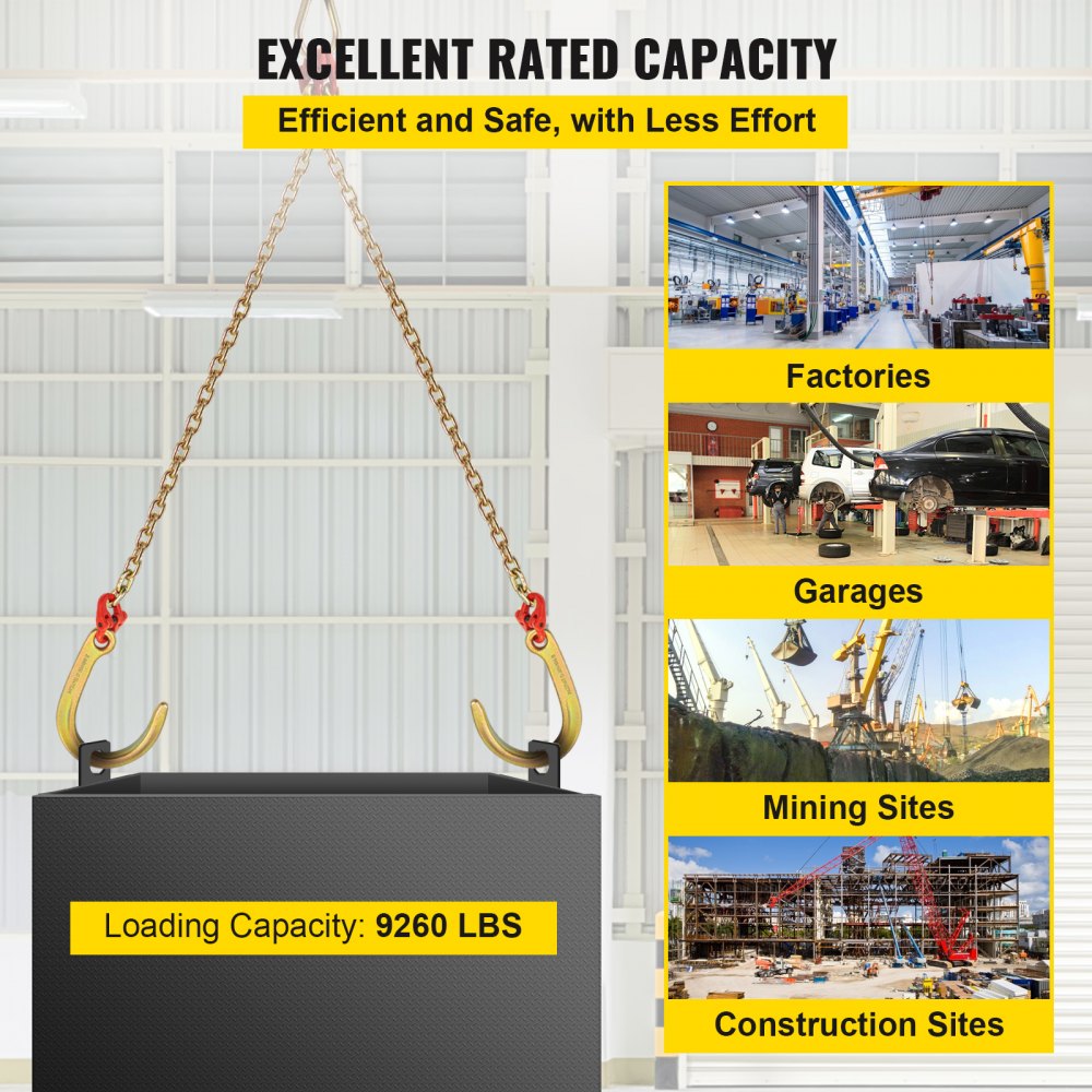 VEVOR V Bridle Chain, 5/16 in x 2 ft Bridle Tow Chain, Grade 80 V ...