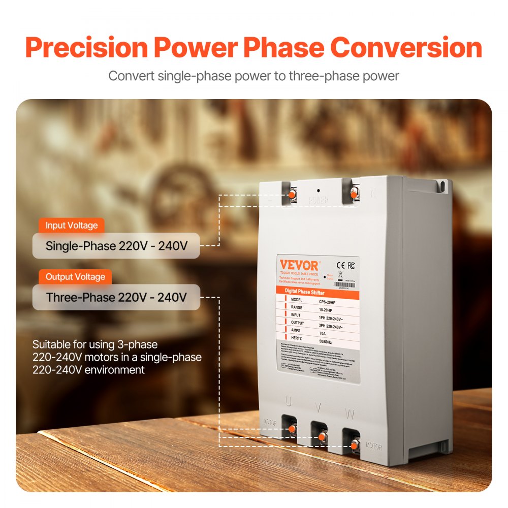 3 Phase Converter 20HP 70A 220V Single to 3 Phase 220V-240V Input ...
