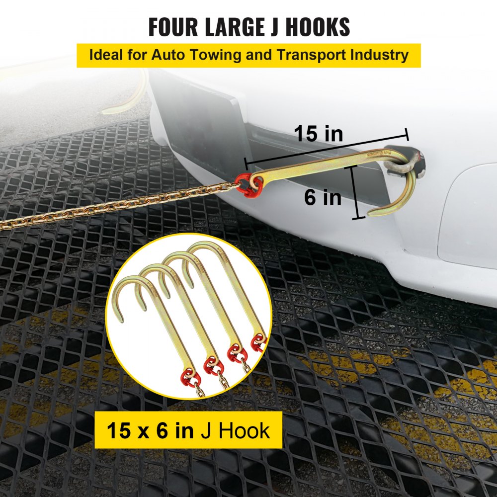 VEVOR J Hook Chain, 5/16 in x 10 ft Tow Chain Bridle, Grade 80 J Hook ...