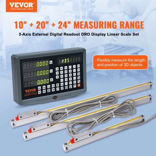 VEVOR Digital Readout, 10'' & 20'' & 24'', Linear Scale 3 Axis DRO ...