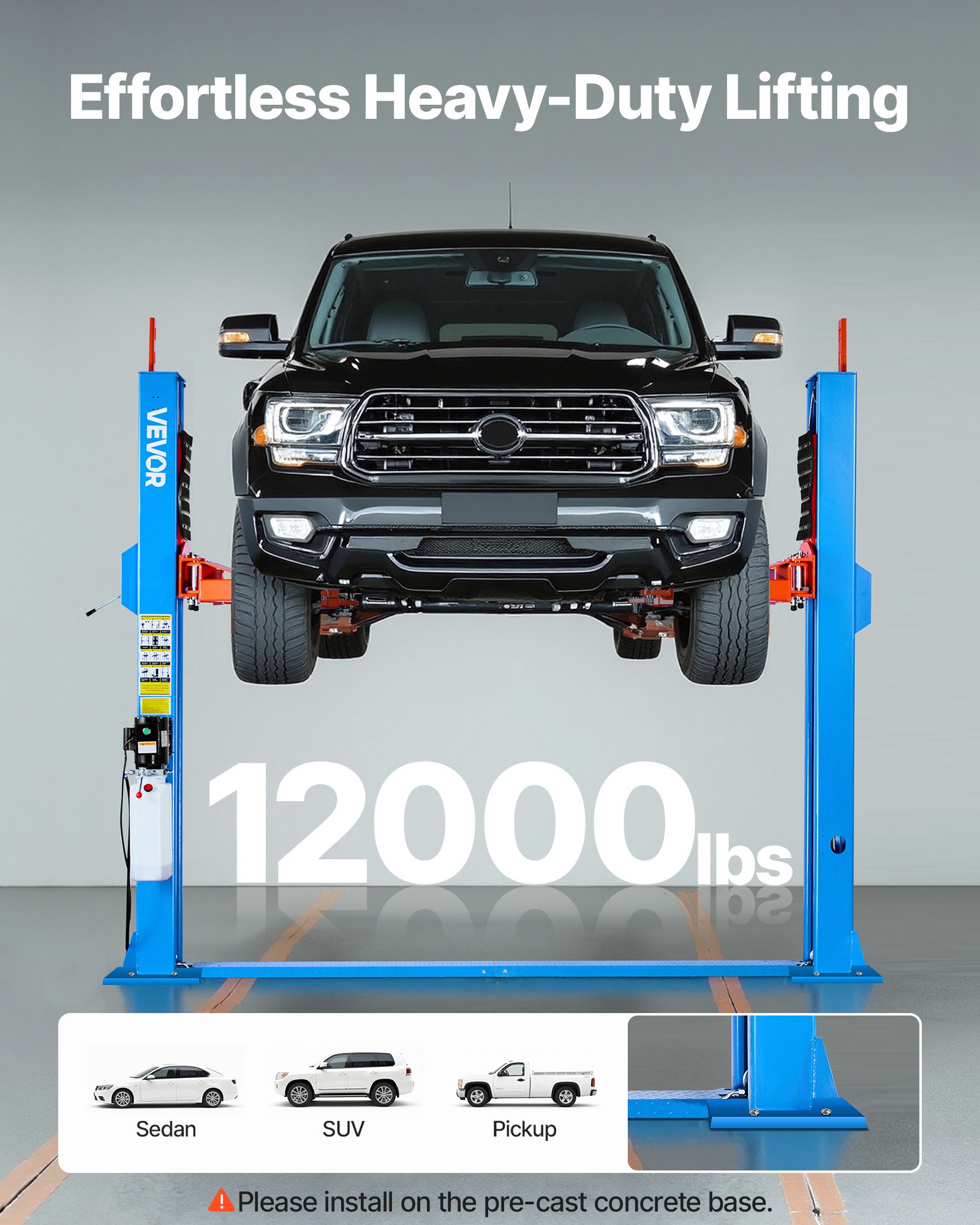 VEVOR 2 Post Lift, 12000 lbs Capacity, 220V 2.95 HP Powerful Motor, Two ...