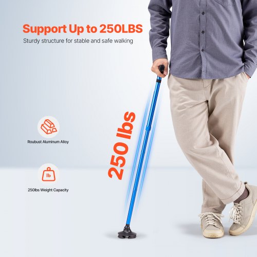 Walking Cane Folding Walking Stick with 8-Level Height & 4-Pronged ...