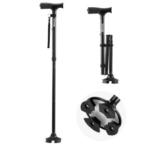 Walking Cane Folding Walking Stick with 8-Level Height & 4-Pronged ...