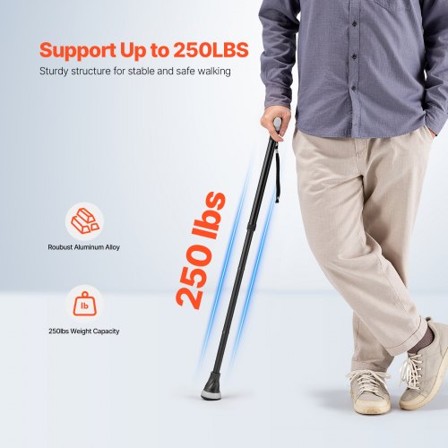 Walking Cane Folding Walking Stick with 8-Level Adjustable Height ...