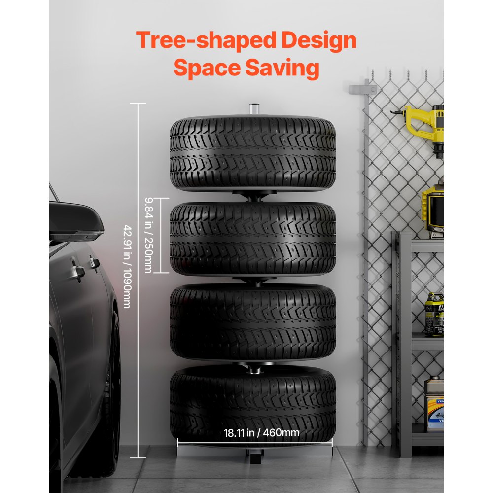 VEVOR Tire Organizing Rack, Robust Steel Tire Stand for 4 Tires with ...