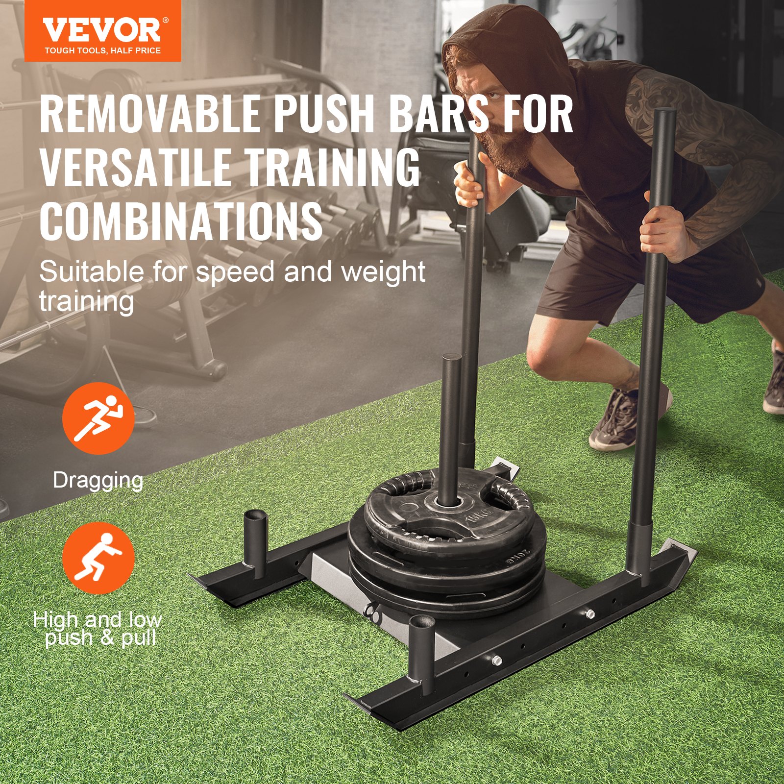 VEVOR Weight Training Sled, Pull Push Power Sled, Fitness Strength ...