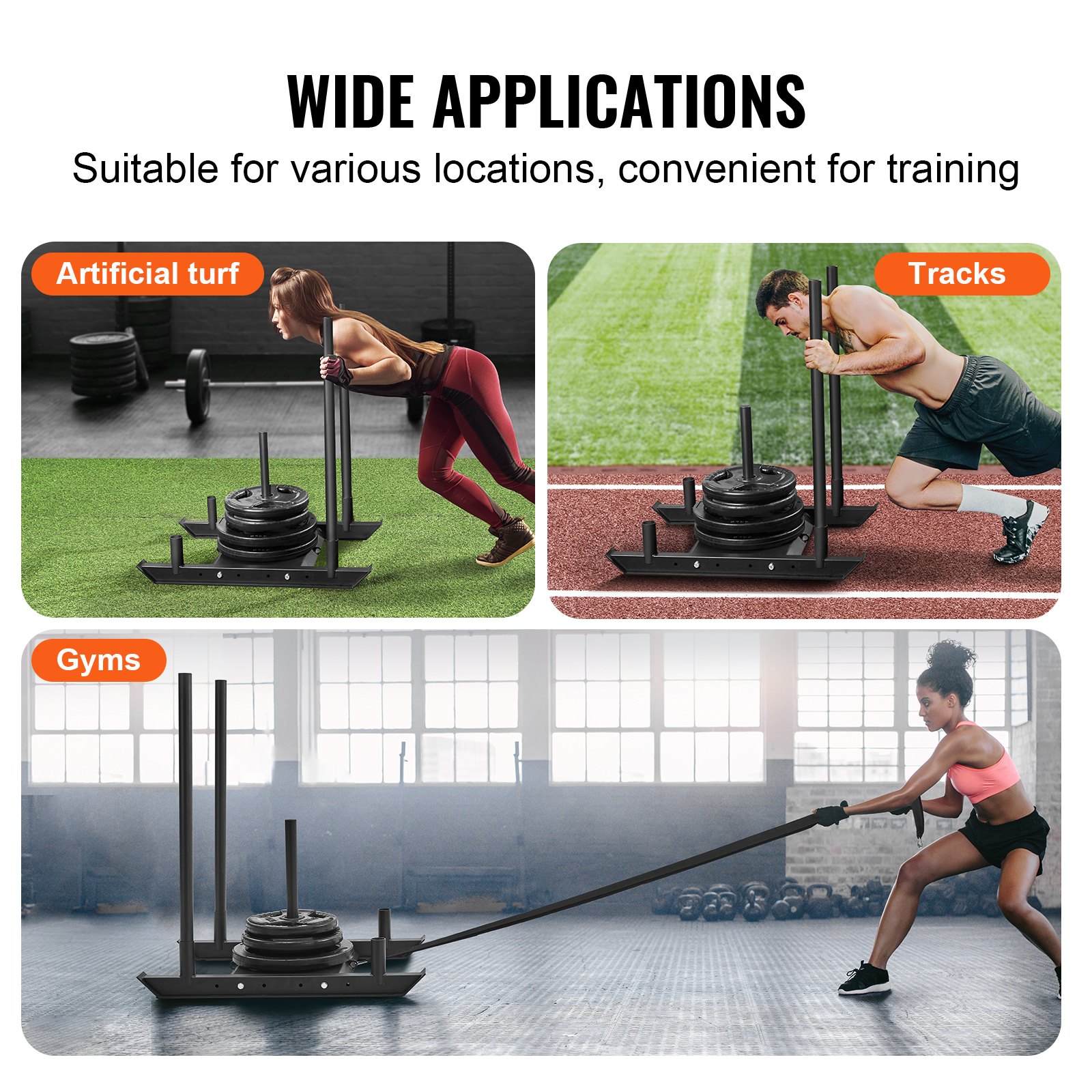 VEVOR Weight Training Sled, Pull Push Power Sled, Fitness Strength ...