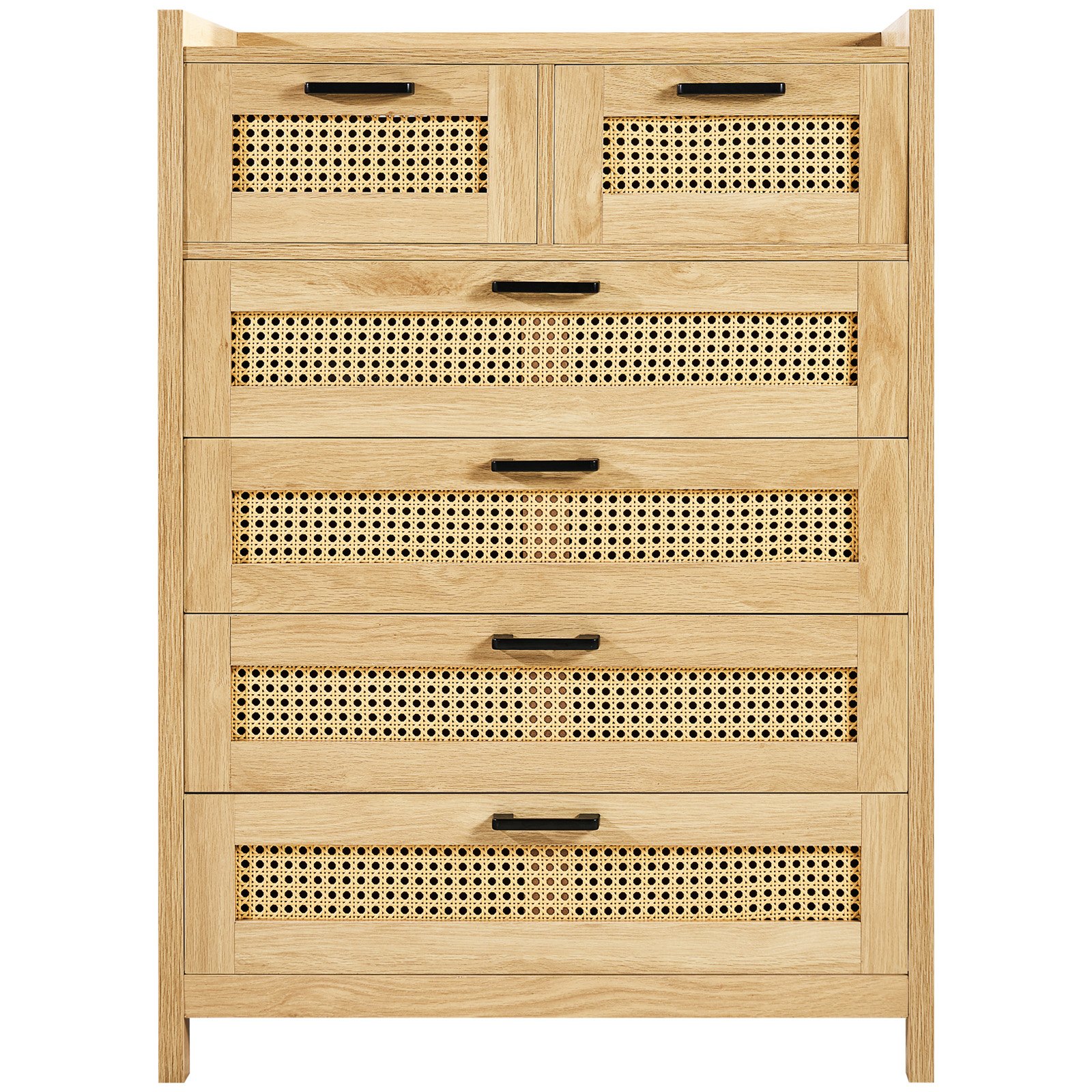 VEVOR 5 Drawer Rattan Dresser, Boho Dresser, Rattan Chest of Drawers ...