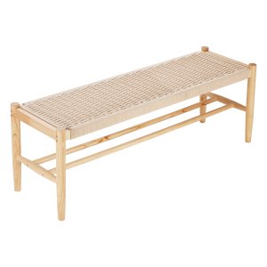 VEVOR Rattan Bench Wooden Bench 47.6 Inches for Entryway Living Room ...