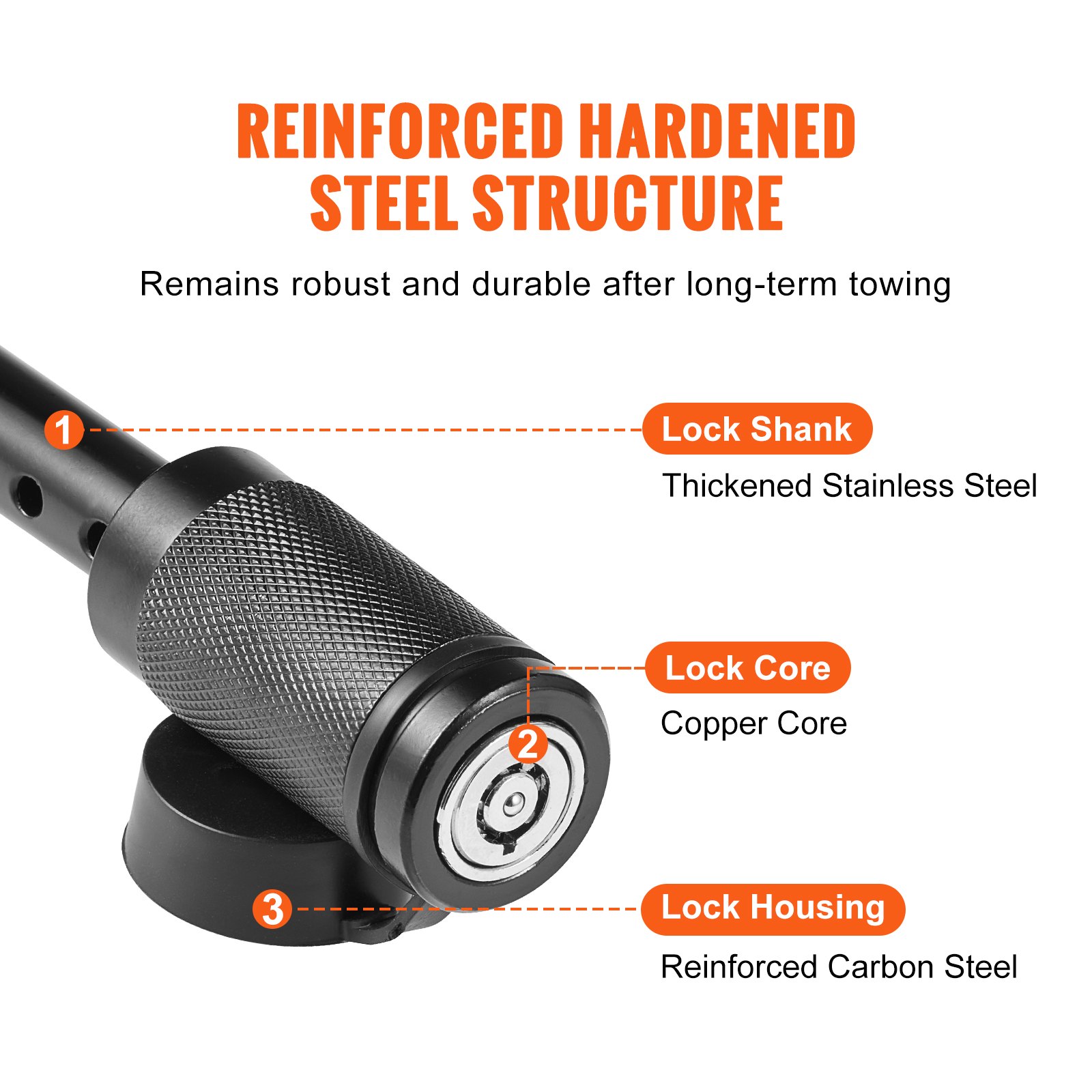 VEVOR Trailer Hitch Lock, 5/8-inch Diameter, Locking Receiver Pin with ...