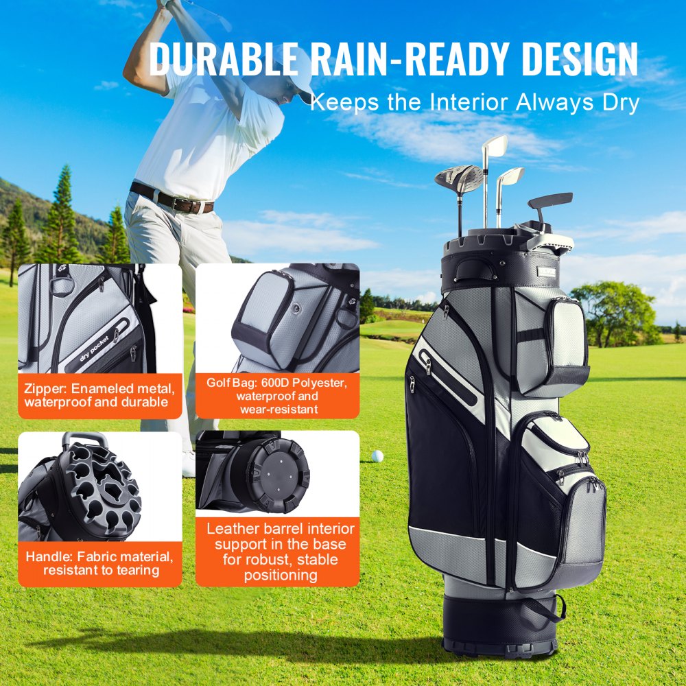 VEVOR Golf Cart Bag with 14 Way Organizer Divider Top, 41” 13 Pockets ...