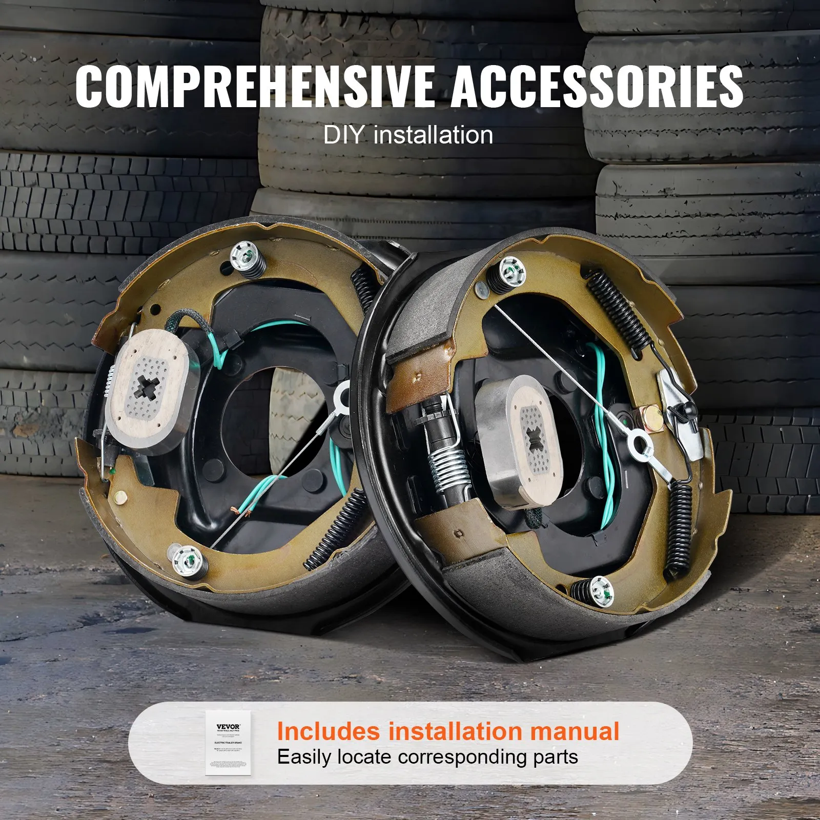 VEVOR Electric Trailer Brake Assembly, 10" x 2-1/4", 1 Pair Self ...