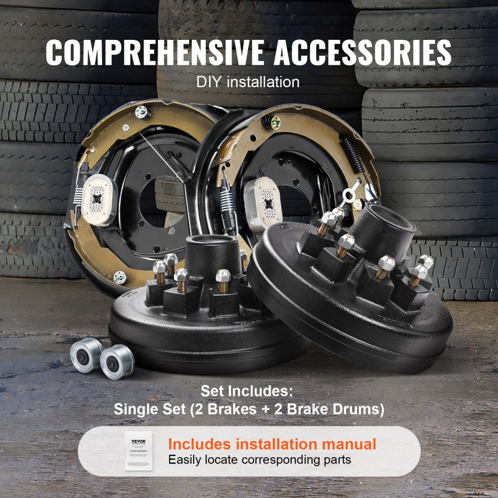 VEVOR Trailer Hub Drum Kits 8 on 6.5" B.C. with 12" x 2" Electric ...