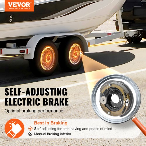 VEVOR Electric Trailer Brake Assembly, 12" x 2", 2 Pairs Self-Adjusting ...