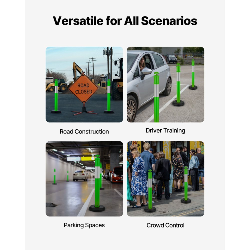 VEVOR Traffic Delineator Post – 48", Fillable Base, 3 Pack
