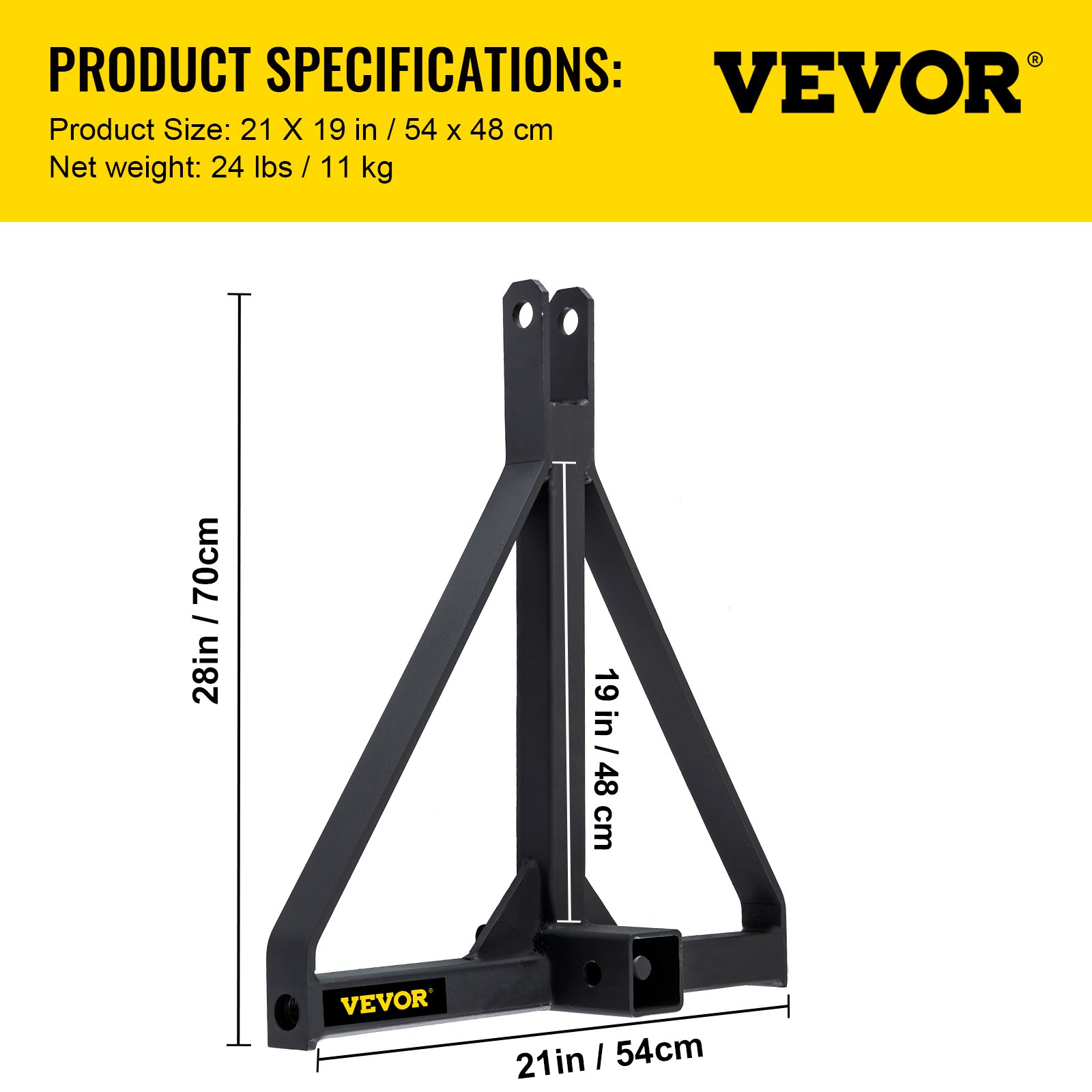 VEVOR 3 Point 2 Inch Universal Trailer Hitch Heavy Duty Receiver Hitch ...