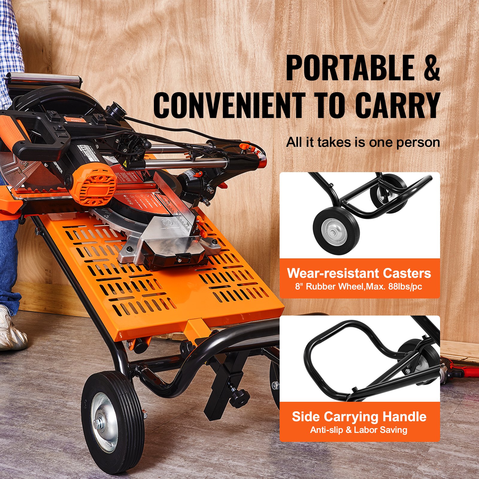 VEVOR Miter Saw Stand 100in Rolling Foldable Wheeled Miter Saw Stand ...