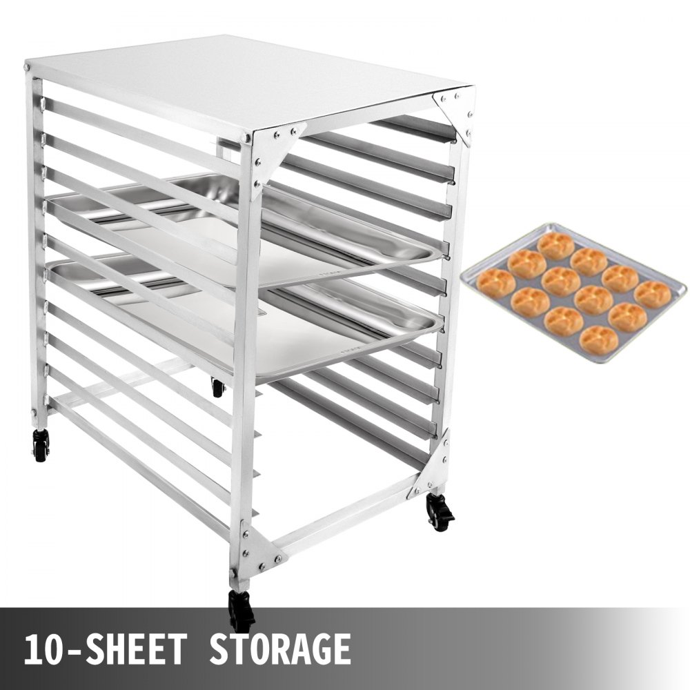 VEVOR Bakery Rack Bun Pan Rack 10-Tier 20.5"Lx26"Wx39"H Aluminum ...