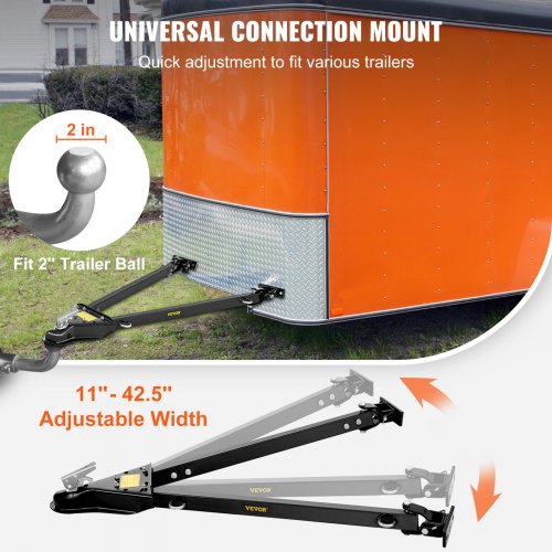 VEVOR Tow Bar, 5000 lbs Towing Capacity, Powder-Coating Steel Bumper ...