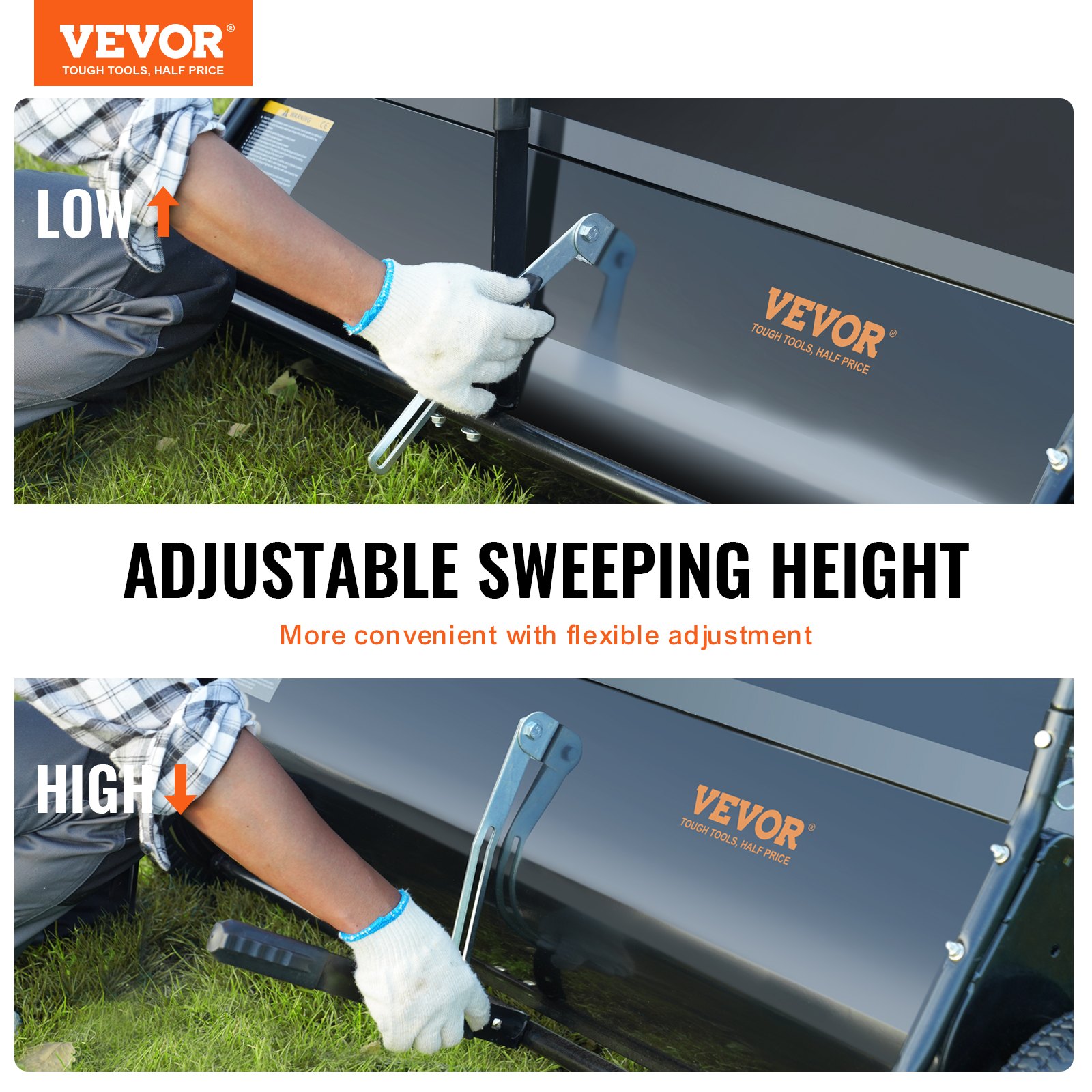 VEVOR Lawn Sweeper Tow Behind Leaf Yard Collector 50" 26 Cu. Ft ...