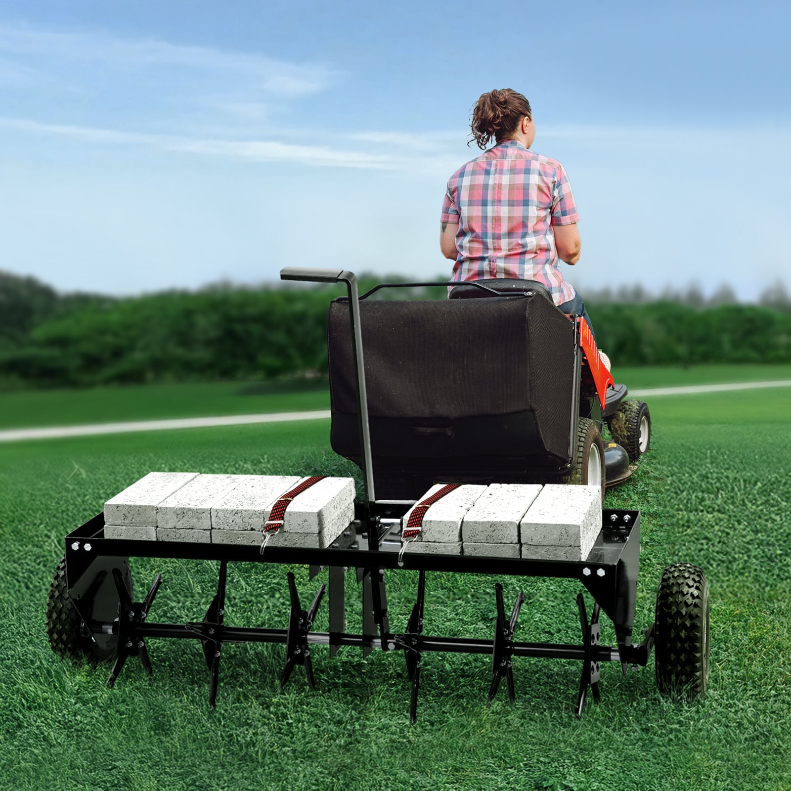 VEVOR Plug Aerator Tow Behind – 40", 24 Spikes, 100LB, 3"
