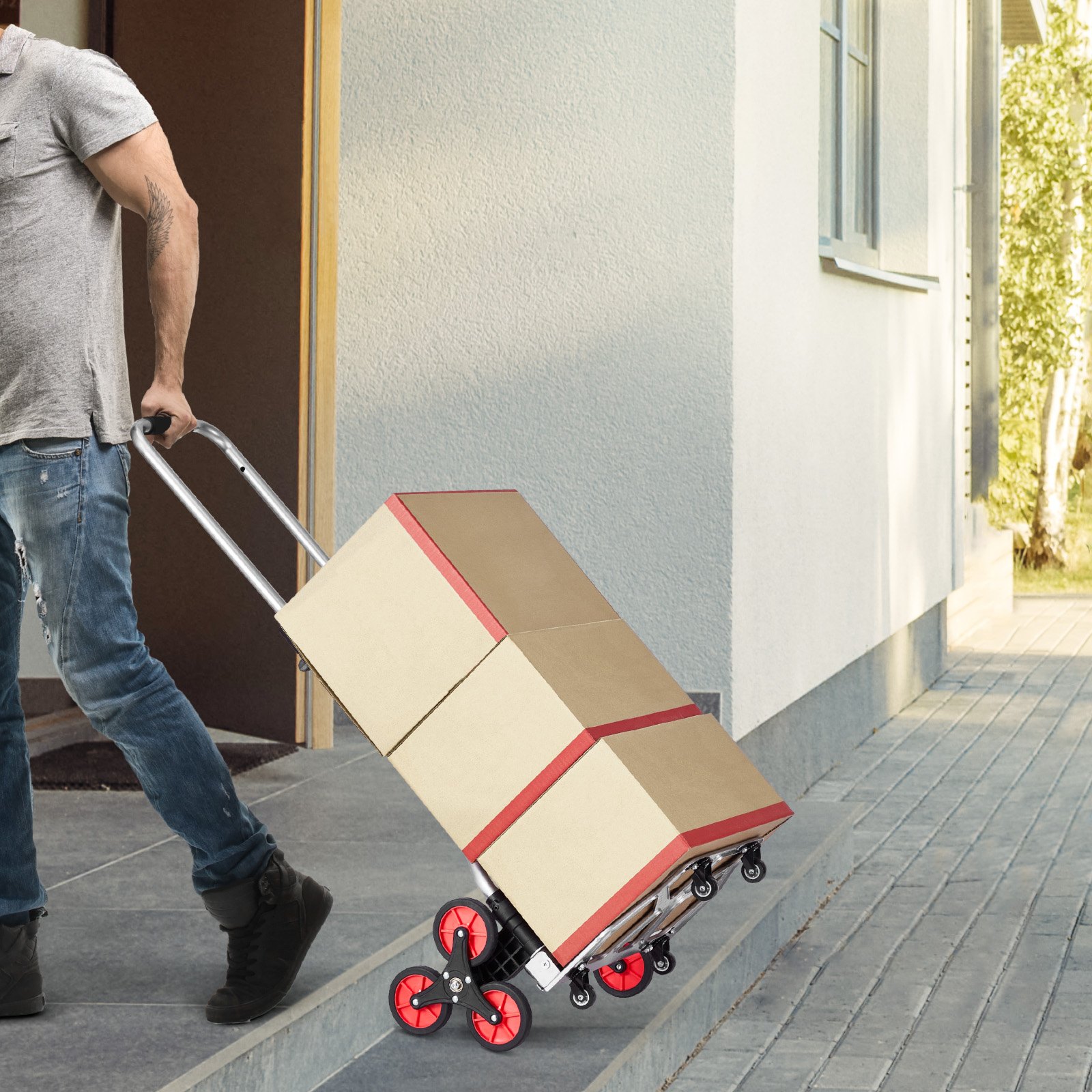 VEVOR Stair Climbing Shopping Cart – 6 Wheels, 260 lbs Load