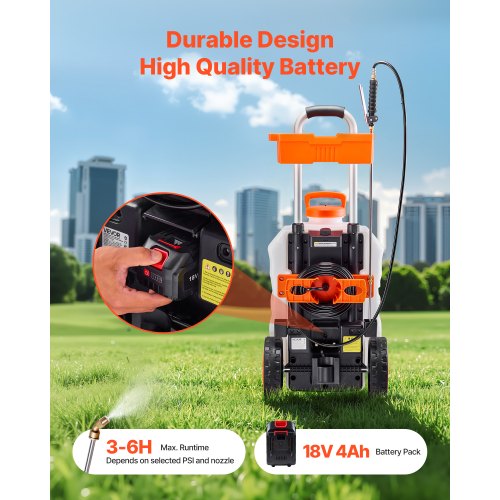 10 Gal Battery Powered Sprayer with Cart Wheeled 0-80 PSI Electric Weed ...