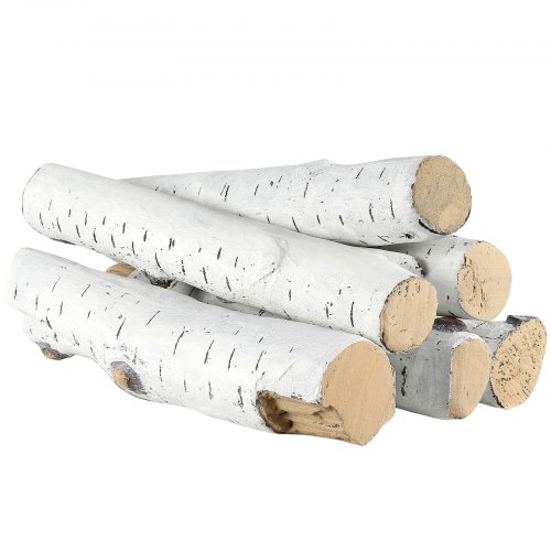VEVOR 6 Pcs Large Withe Birch Logs, Gas Fireplace Ceramic Logs for Fire ...
